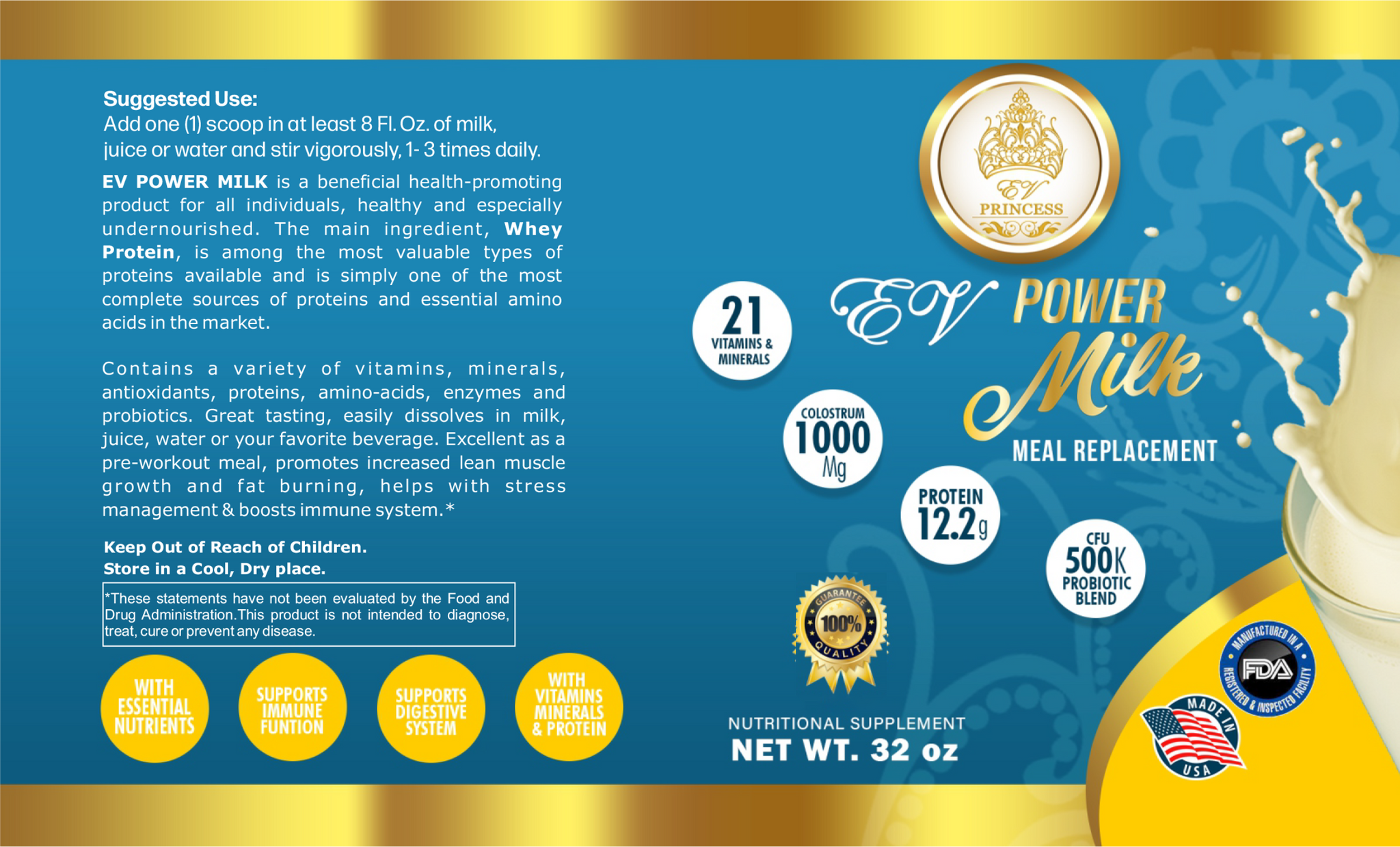 EV Power Milk Nutritional Supplement & Meal Replacement – EV Princess